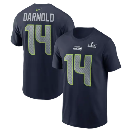 Nike Sam Darnold Seattle Seahawks Super Bowl Lx Patch Name & Number T-shirt - College Navy