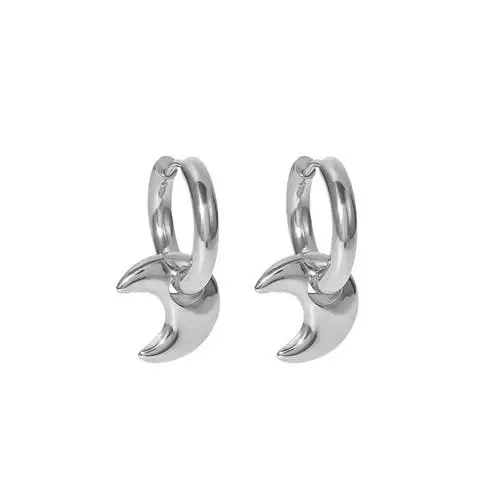 OUTOFOFFICE Moon Huggies Removable Charm Earring - Silver