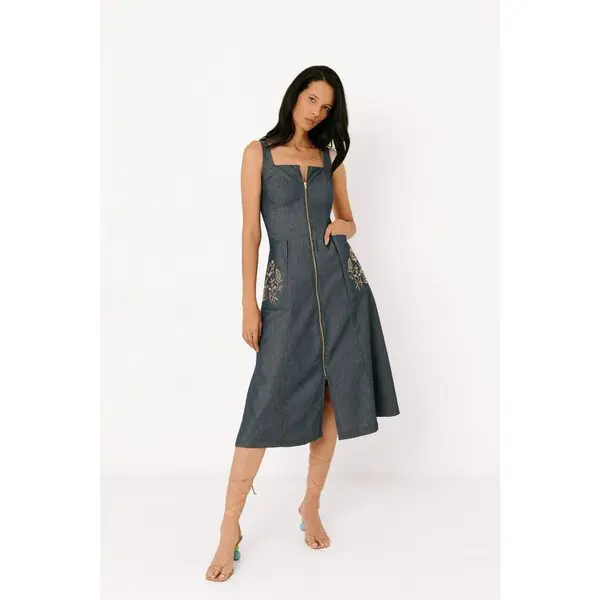 VALENTINA GORDON Harbor Denim Midi Dress