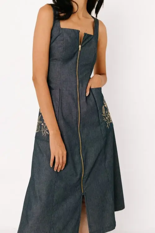 VALENTINA GORDON Harbor Denim Midi Dress