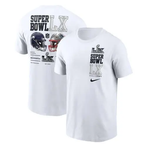 Nike New England Patriots Vs. Seattle Seahawks Super Bowl Lx Dueling T-shirt - White