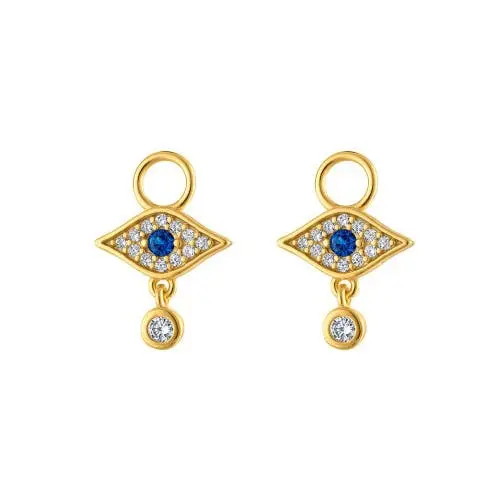 OUTOFOFFICE Evil Eye Pave Earring Charm With Crystal Embellishments - Gold