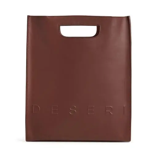 DESERI Vachetta Leather Tote With Adjustable Strap - Brown