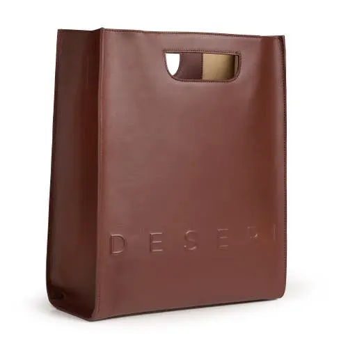 DESERI Vachetta Leather Tote With Adjustable Strap - Brown