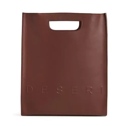 DESERI Vachetta Leather Tote With Adjustable Strap - Brown