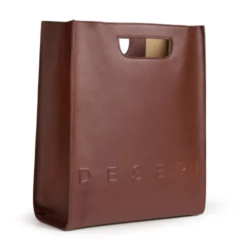 DESERI Vachetta Leather Tote With Adjustable Strap - Brown