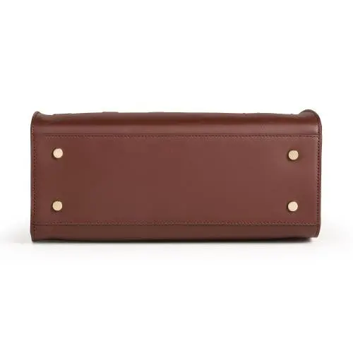DESERI Vachetta Leather Tote With Adjustable Strap - Brown