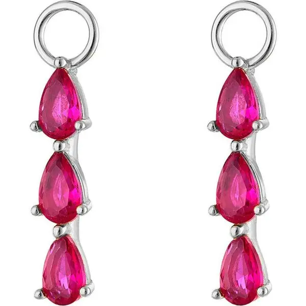 OUTOFOFFICE Triple Pavé Gemstone Earring Charm - Pink