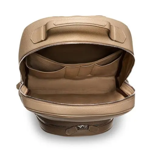 DESERI Kelley Grain-embossed Full-grain Leather Backpack - Beige