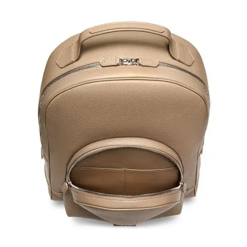 DESERI Kelley Grain-embossed Full-grain Leather Backpack - Beige