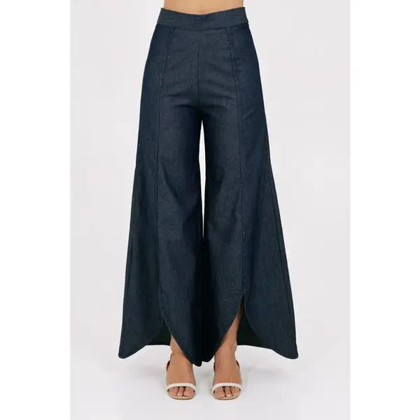 VALENTINA GORDON Flow Wide-leg Denim Pants - Dark Denim