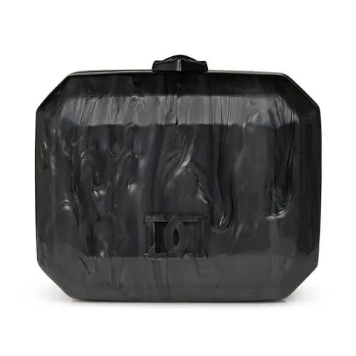DESERI Diva Crossbody Clutch In Resin Plexiglass With Enamel Fox Head Clasp - Black