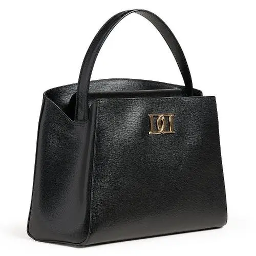 DESERI Rosa Handbag In Saffiano Leather With Gold-tone Hardware - Black