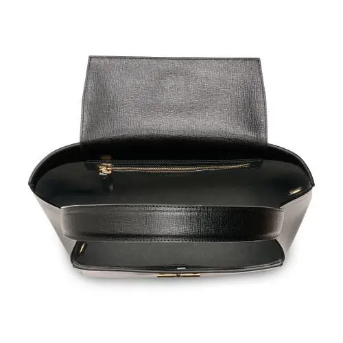 DESERI Rosa Handbag In Saffiano Leather With Gold-tone Hardware - Black