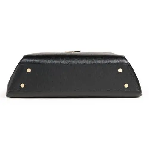 DESERI Rosa Handbag In Saffiano Leather With Gold-tone Hardware - Black