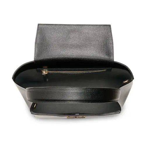 DESERI Rosa Handbag In Saffiano Leather With Gold-tone Hardware - Black