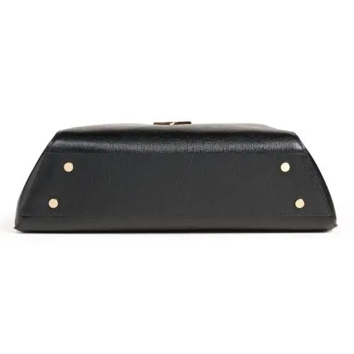 DESERI Rosa Handbag In Saffiano Leather With Gold-tone Hardware - Black