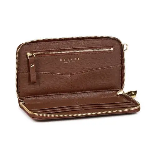 DESERI Paris Saffiano Leather Wallet - Brown