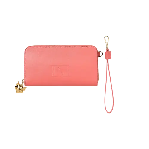 DESERI Paris Saffiano Leather Wallet - Coral