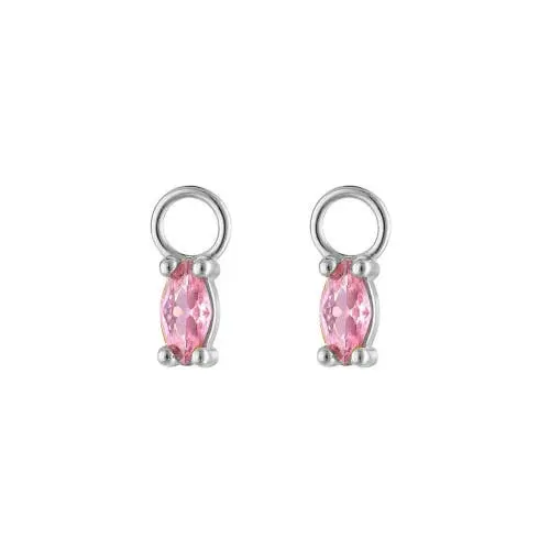 OUTOFOFFICE Pavé Silver Earring Charm With Oval Gemstone - Pink