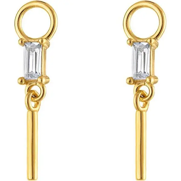 OUTOFOFFICE Pavé Bar Earring Charm With Baguette Stone - Gold