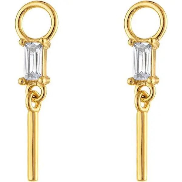 OUTOFOFFICE Pavé Bar Earring Charm With Baguette Stone - Gold