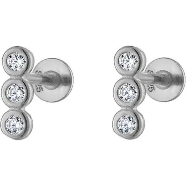 OUTOFOFFICE Triple Round Pavé Stud Earrings - Silver