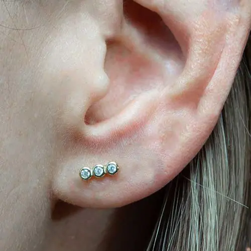 OUTOFOFFICE Triple Round Pavé Stud Earrings