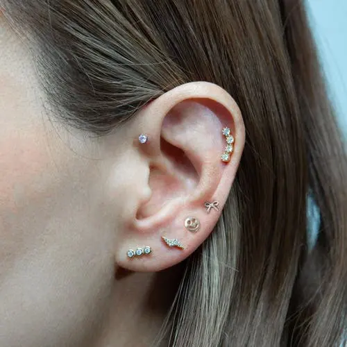 OUTOFOFFICE Triple Round Pavé Stud Earrings