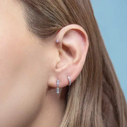 OUTOFOFFICE Pave Double Baguette Drop Earrings