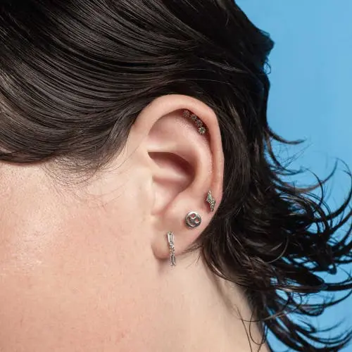 OUTOFOFFICE Pave Double Baguette Drop Earrings