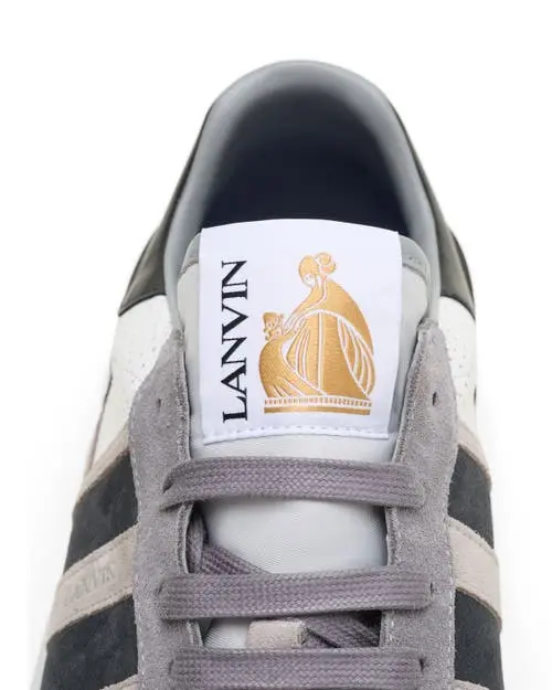 LANVIN Clay Perforated Leather And Suede Sneakers - Black