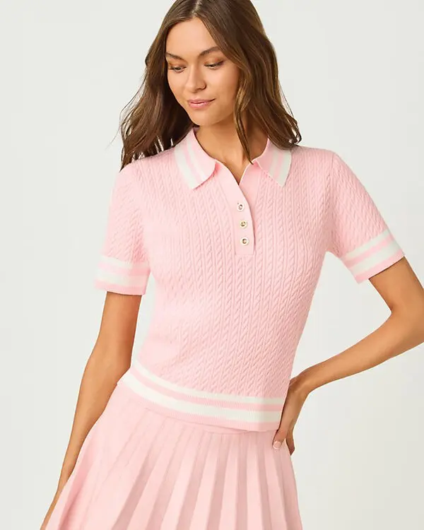 LILLY PULITZER Suzette Sweater - Pink Muse X Resort White Tipping