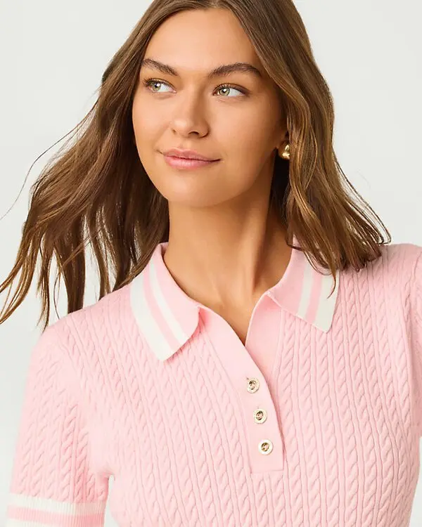 LILLY PULITZER Suzette Cable Stitch Sweater Polo