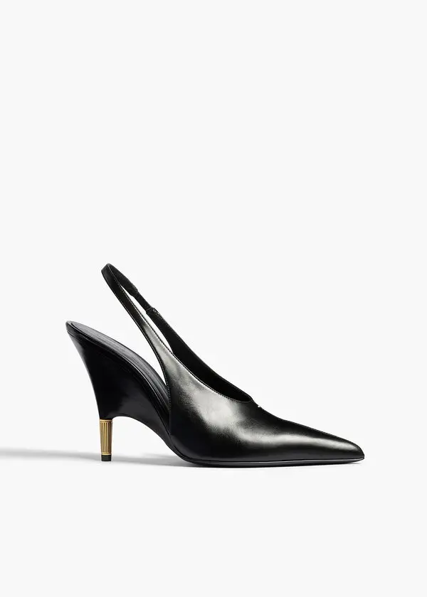 Khaite Bella Pump In Glazed Leather - Black