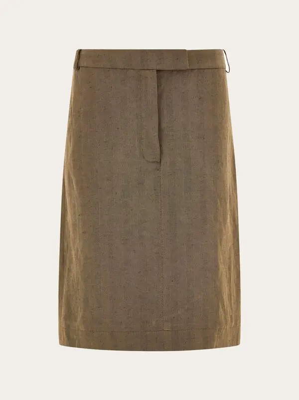 FERRAGAMO Knee-length Herringbone Skirt - Brown