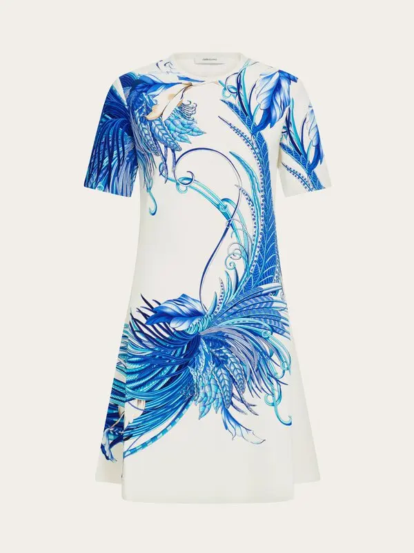 FERRAGAMO Feather Show Print A-line Dress