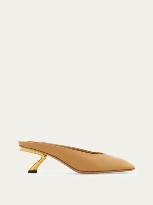 FERRAGAMO S-shaped Heel Mule - Brown