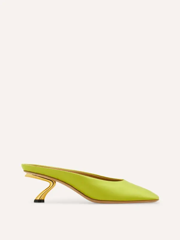 FERRAGAMO S-shaped Heel Mule - Yellow