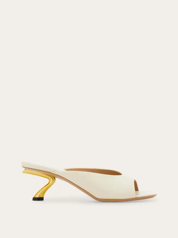 FERRAGAMO S-shaped Heel Slide - White