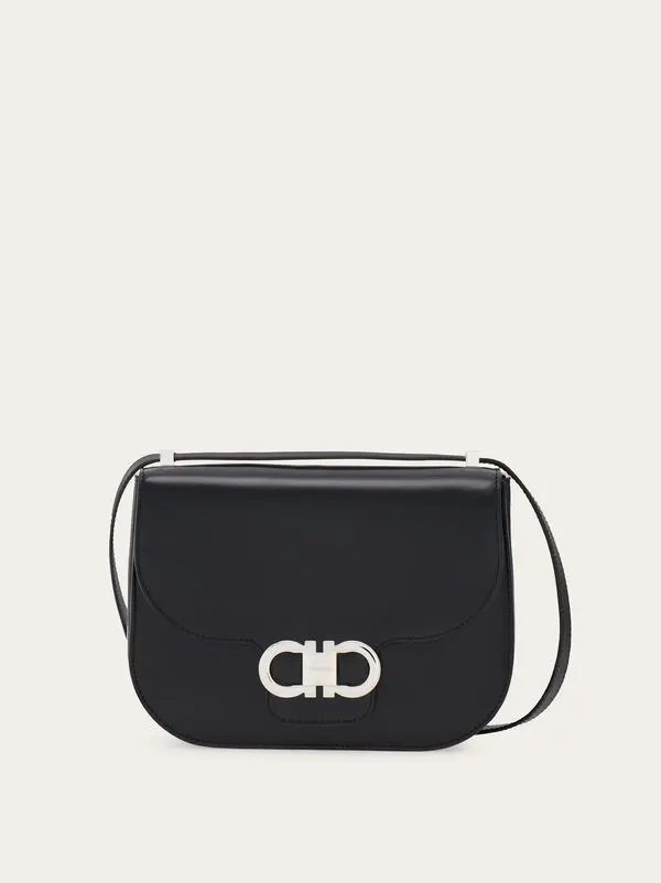 FERRAGAMO Double Gancini Crossbody Bag - Black
