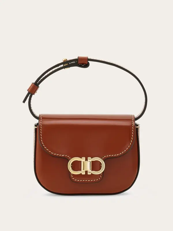 FERRAGAMO Double Gancini Crossbody Bag - Brown