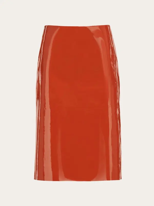 FERRAGAMO Pencil Skirt In Patent Leather - Orange