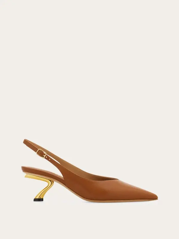 FERRAGAMO S-shaped Heel Slingback - Brown