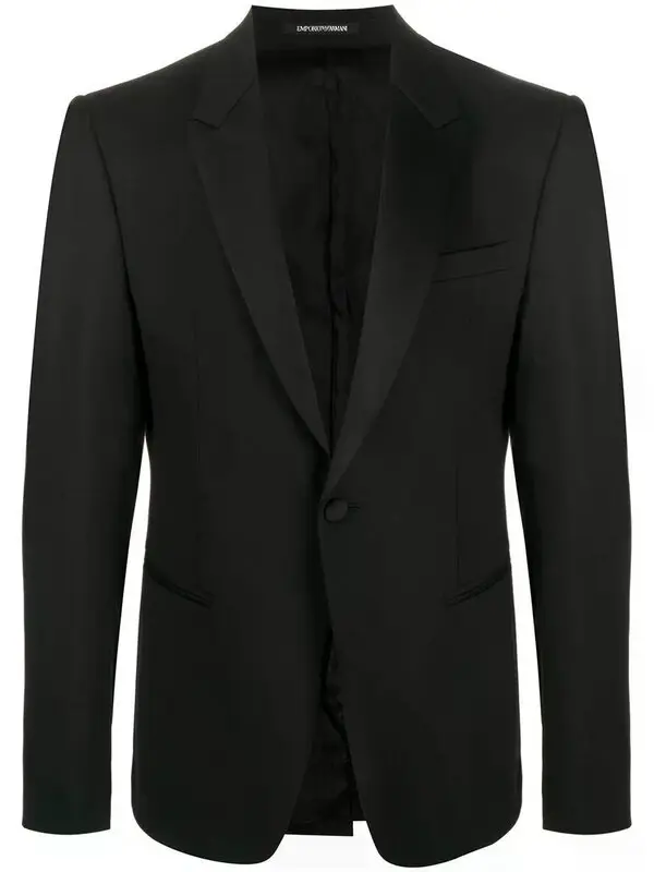 Emporio Armani Single-breasted Wool Suit Jacket - Black