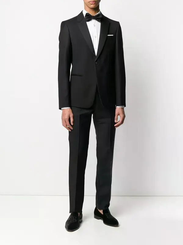 Emporio Armani Single-breasted Wool Suit Jacket - Black