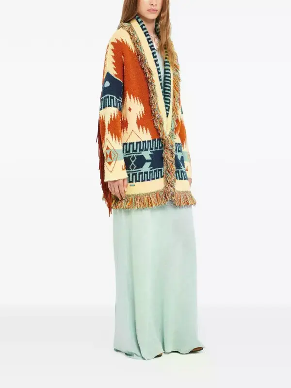 Alanui Geometric-pattern Fringed Cardigan-coat