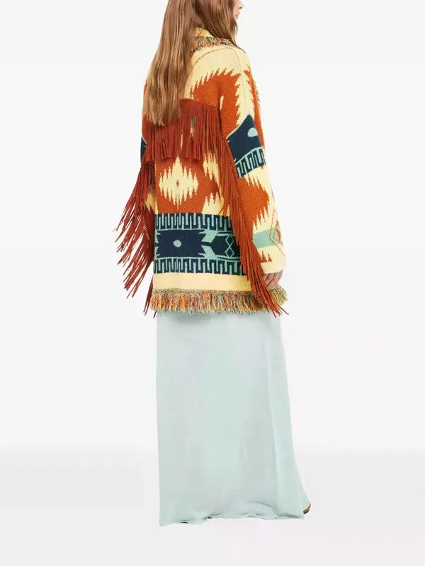 Alanui Geometric-pattern Fringed Cardigan-coat