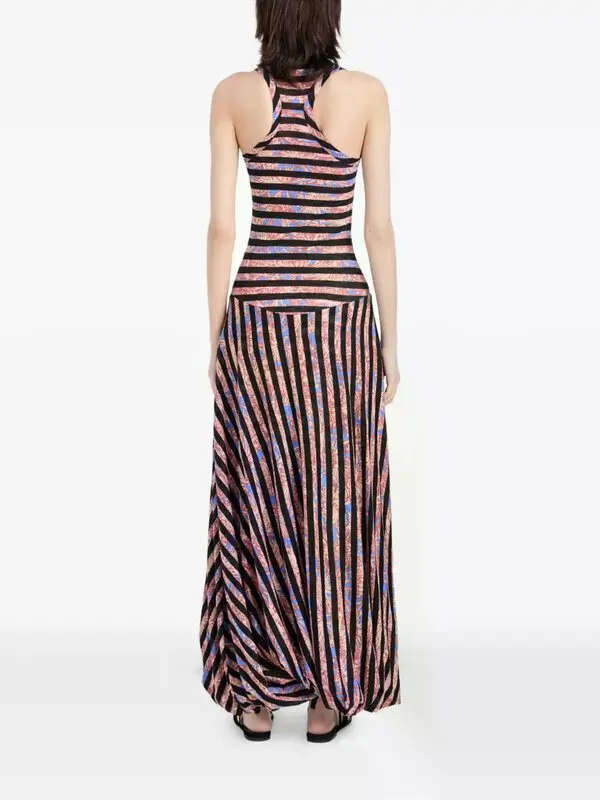 Proenza Schouler Nour Printed Striped Midi Dress - Black
