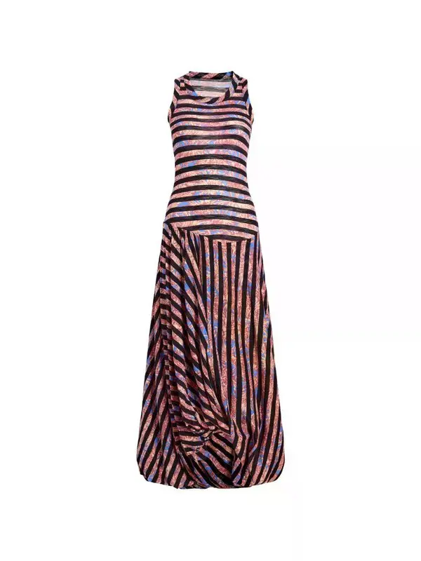 Proenza Schouler Nour Printed Striped Midi Dress - Black